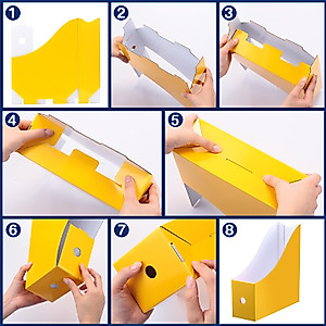 Yeaqee 48 Pcs Magazine File Holder Magazine Holder Bulk Foldable Cardboard Book Bins Desk File Holder Organizer Book Holder Boxes Cardboard Magazine Storage Box for School Office Desk, 8 Colors