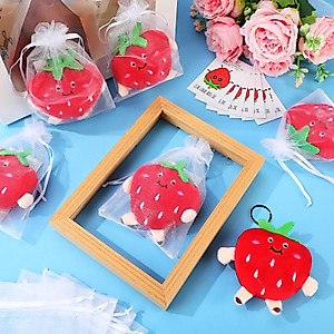 JellyArch 36 Pcs Employee Appreciation Gifts Bulk Fruit Keychain Positive Puns Card Organza Bags Coworker Thank You Gift(Strawberry Keychain)