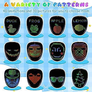 Ompusos LED Mask for kids - Gesture Sensing Transforming Light Up Face Mask for Halloween Rave, Birthday, and Masquerade Parties