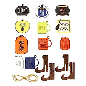 Halloween Farmhouse Decors for Tiered Tray for Living Room Bathroom Tiered Tray Decors Set Wooden Table Signs Tiered Tray Set Decorative Trays Signs Wood Sign Mini Signs Bedroom Wooden Decor