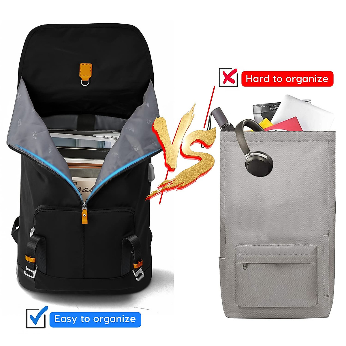 YAMTION 17 inch Laptop Backpack College Bookbag High School Backpack for Girls & Boys Teenagers,Backpack Business Laptop Knapsack with USB Charging Port for Women & Men