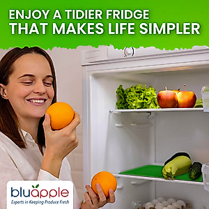 Bluapple FreshMats 4-Pack, 12" x 15" Cuttable, Washable, & Reusable Sponge Refrigerator Fruit & Vegetable Shelf Liner to Keep Produce Fresh Longer, Anti-Bruising, Promotes Air Circulation