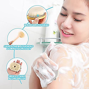 2Pcs Long Handle Bath Massage Cleaning Brush with Soap Dispenser, Body Brush Back Scrubber Storable Body Wash, Exfoliating Bath Brush, Cleaning Massage Brush