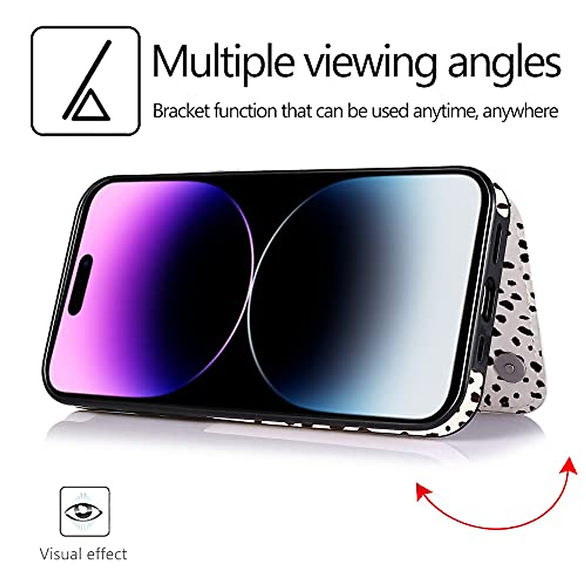 uCOLOR Compatible with iPhone 14 Pro Max 6.7" Wallet Case with Card Holder Folio Flip PU Leather Kickstand Card Slots Double Magnetic Clasp and RFID Blocking Cover 6.7 Inch (Almond Latte Polka Dot)