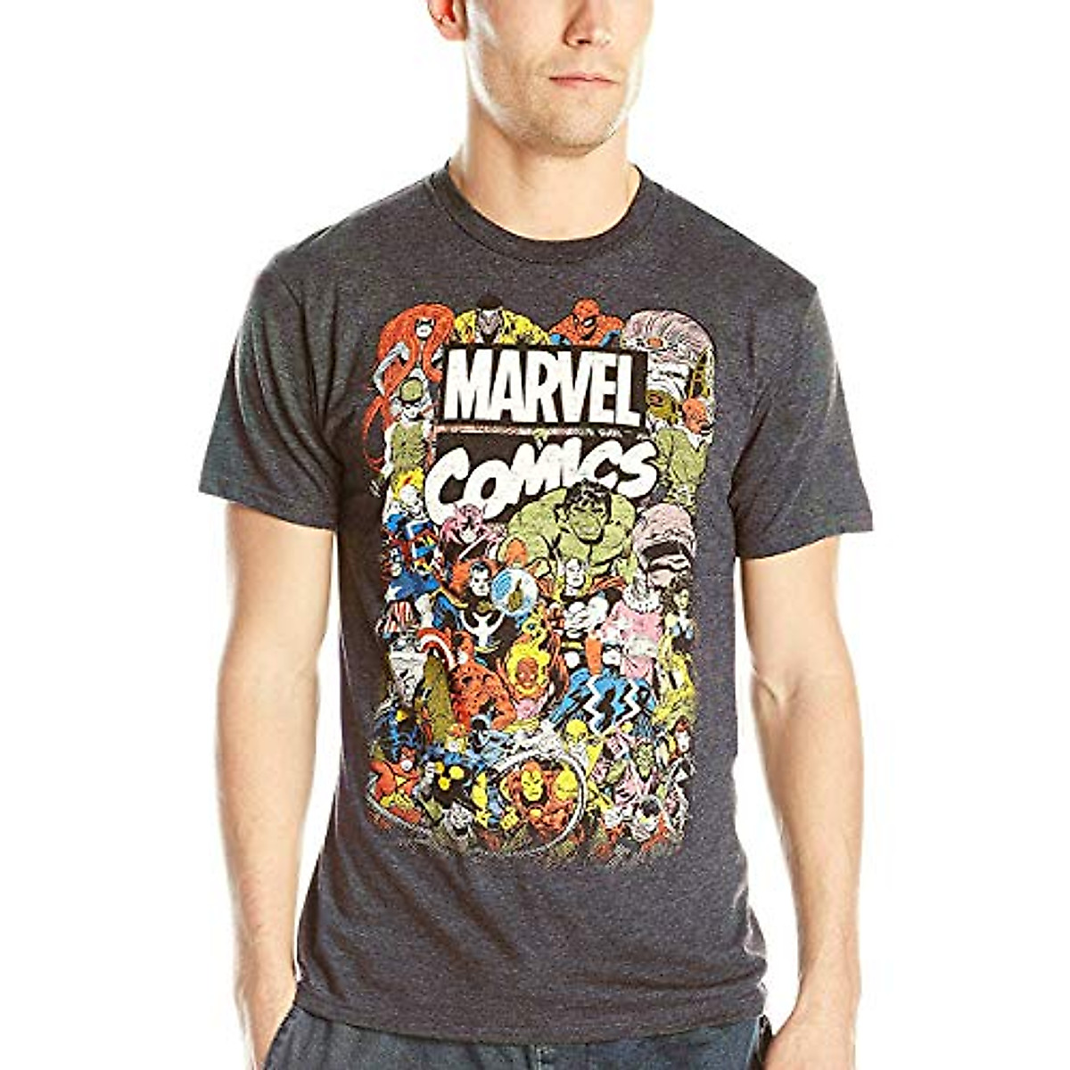 Marvel mens Marvel Men's Avengers Comics Crew T-shirt T Shirt, Charcoal Heather, Large US