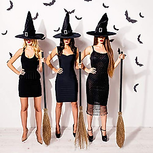 4 Pieces Halloween Witch Brooms Costume Witch Broomstick Plastic Broom Props for Halloween Cosplay Favors