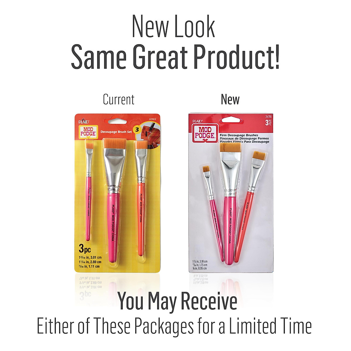 Mod Podge Furniture Brush Set of 3 (1 1/4-Inch, 11/16-Inch, 3/8-Inch), 24781 One Each, Original Version