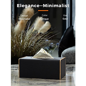 Cloudever Tissue Box Holder Cover Rectangular, Modern PU Leather Decorative Tissue Holders Organizer-Starry Black