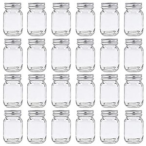 U Pack 2oz Mason Jar with Silver Lid for Honey Jam Spice Pack of 24 Sets