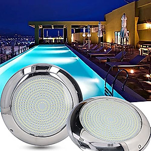 DJDK Pond Lights,Stainless Steel LED Pool Light 12V 35W White Color IP68 Waterproof LED Underwater Pond Lights with 468 Light Chips for Garden Swimming Pools(Shell Without Pattern)