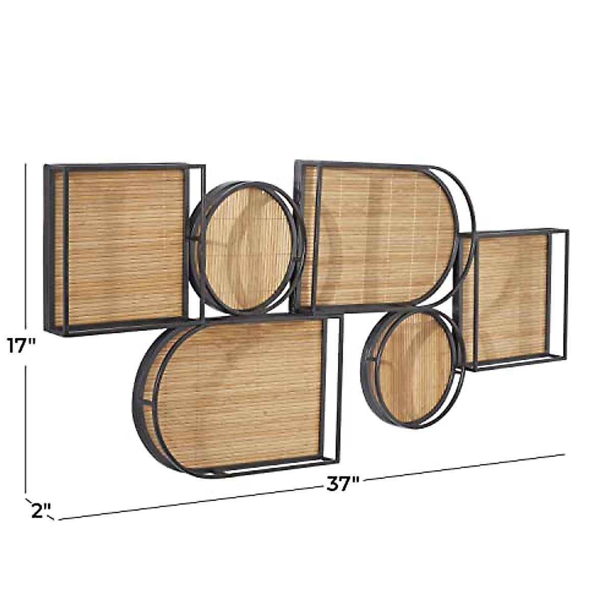 Deco 79 Bamboo Geometric Shapes Wall Decor with Metal Wire Frames, 37" x 2" x 17", Brown