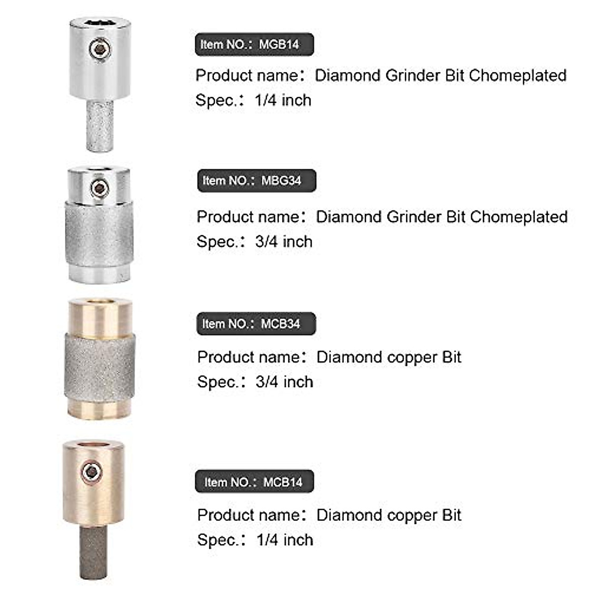 Diamond Grinding Bit Stained Ceramic Glass Abrasive Tool for Inland Gryphon Delphiglass Glastar Glass Grinder (MCB34)