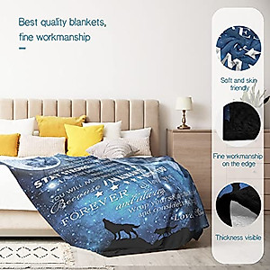 Son Gifts Blanket from Mom, to My Amazing Son Blanket 50" x 60" Birthday Gifts for Son, Ultra-Soft Fleece Moon Wolf Throw Blanket for Son Couch Sofa Travel, Best Graduation Gift Ideas