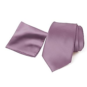 Spring Notion Men's Regular Solid Color Satin Microfiber Tie and Handkerchief Set Dusty Wisteria