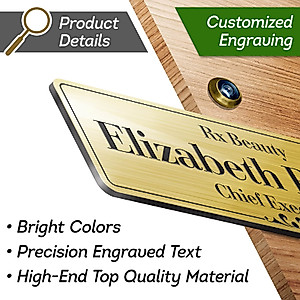 Name Plates for Doors, Custom Office Door Signs, Personalized Wall Plaques - 2.5x8 Inch, 18 Colors, (Prestige) Made in USA By My Sign Center