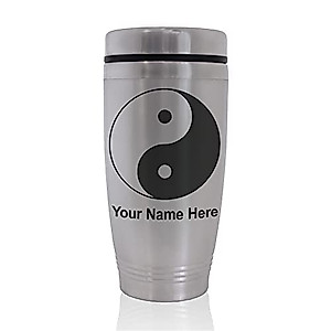 SkunkWerkz Commuter Travel Mug, Yin Yang, Personalized Engraving Included