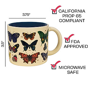 The Unemployed Philosophers Guild Butterfly Color Changing Heat Transforming Mug - Hot Coffee Reveals 18 Butterflies in Beautiful Colorful Detail, Comes in a Fun Box, 14oz.