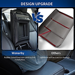 Tesla Model 3/Y Armrest Accessories - Wonarby Center Console Cover for Tesla - Car Armrest Box Cover Decoration Interior for Model 3 2017-2023 2024 2025 or Model Y 2020-2023 2024 2025 - Black