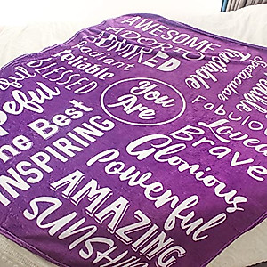 ZHSHWAT Get Well Soon Gifts for Women - You are Awesome Blankets, Sympathy Gifts for Women Men Friend Cancer, Purple Throw Blankets(50x60)