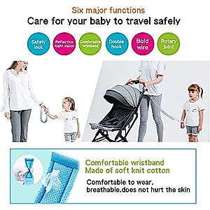 Anti Lost Wrist Link Safety Wrist Link for Toddlers, Reflective Child Walking Harness Rope Leash for Babies & Kids (Purple)