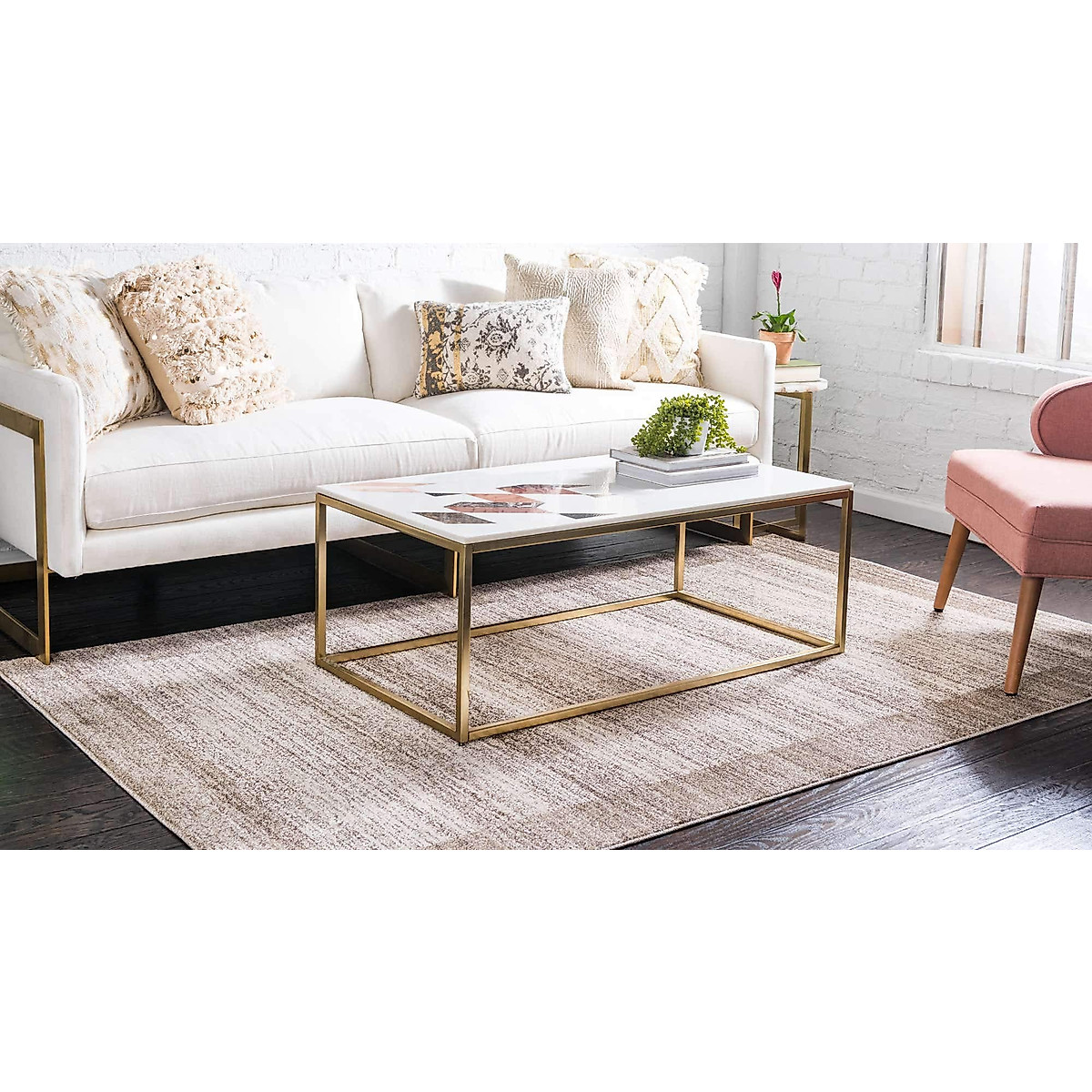 Unique Loom Del Mar Collection Area Rug - Abigail (7' 1" x 10' Rectangle, Beige/ Ivory)