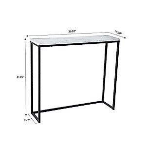 Tilly Lin 36" Faux Marble Top Console Table, Rectangular Shape Sofa Table for Entryway, Bar Table for Dining Room, Couch Table, Display Table for Living Room, Hallway, Foyer, Black Legs