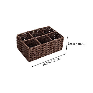 Cabilock Tv Stand Woven Baskets 6-Section Wicker Baskets for Shelves:Hand-Woven Seagrass Storage Baskets Multiuse Wicker Basket for Organizing Towels and Toiletries Wicker Storage Basket Home Decor