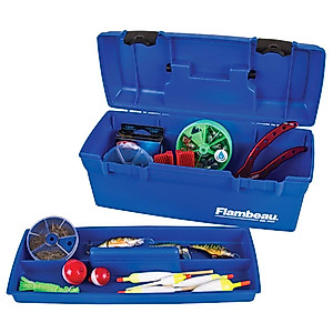 Flambeau Outdoors Fishing Tackle Box Bundle with Zebco Dock Demon Spincast Fishing Combo (20)
