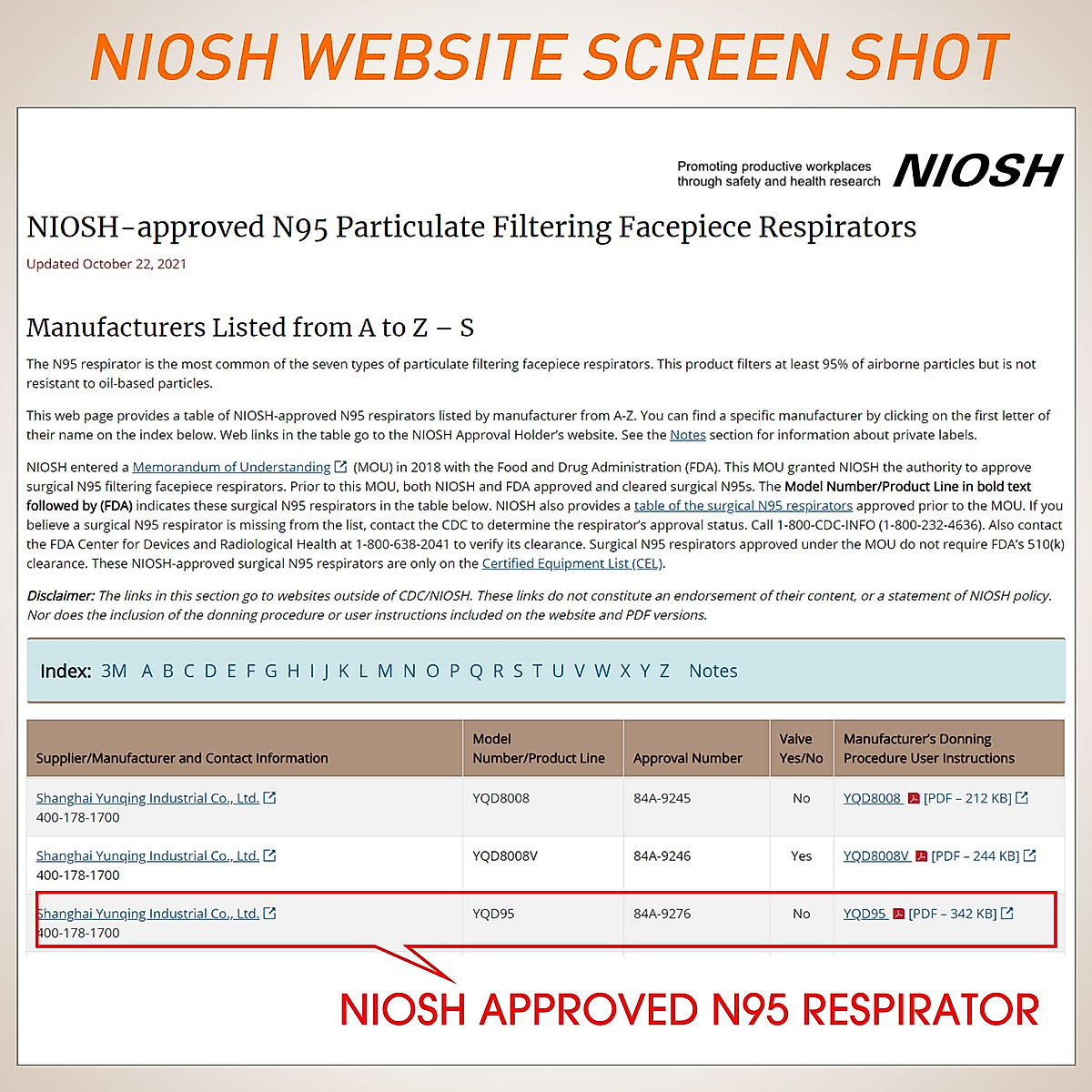 YQ YICHITA N95 Mask NIOSH Approved 25-Pack, Particulate Respirator N95 Face Masks Universal Fit - Individually Wrapped