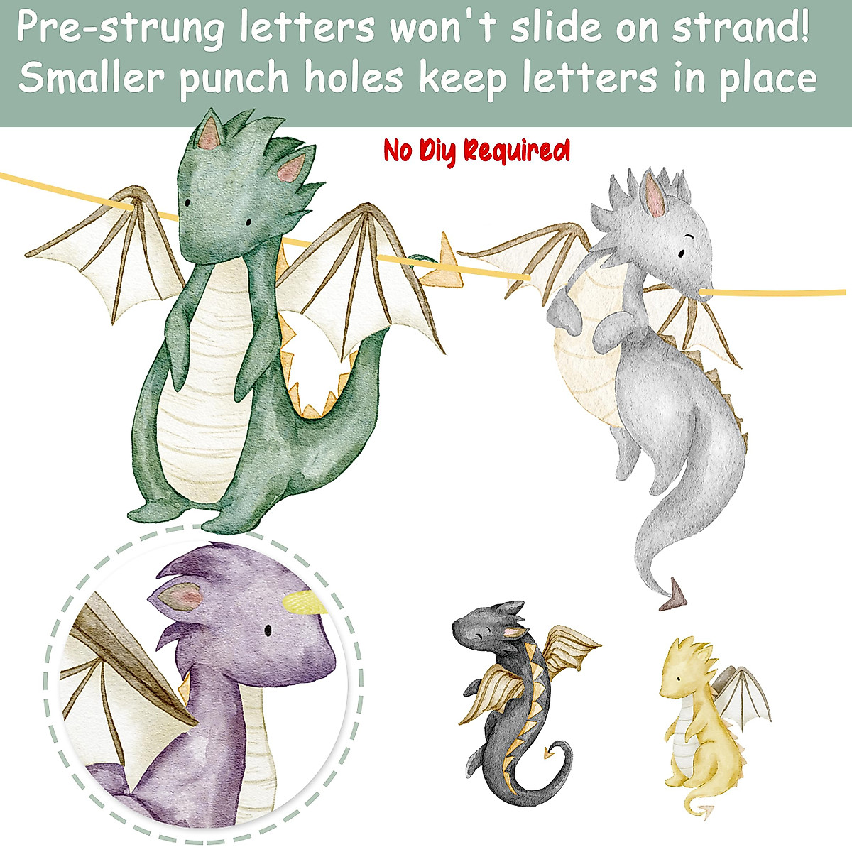 Dragon Birthday Party Banners 2Pcs Dragon Cutout Banners Fantasy Dragon Party Hanging Decorations Gold Dragon Party Banner for Dragon Knight Baby Shower Supplies