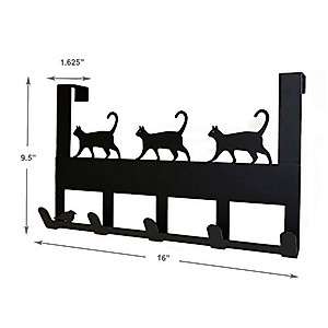 Mango Steam Over-The-Door Organizer Hanger for Towels, Hats, Hoodies, Coats, Backpacks, & Keys (Cat, Black)