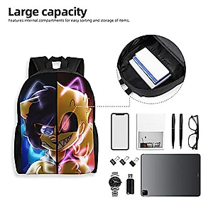 Hei Bai.JZQ Outdoor Durable Multifunction Casual Canvas Bag Cartoon Backpack Daypack Bookbag