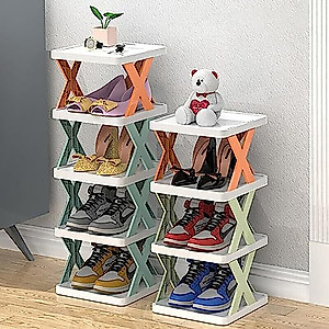Enthowother Multi-Layer Shoe Rack Storage Organizer, Creative multi-layer shoe rack (Blue,6-layer)
