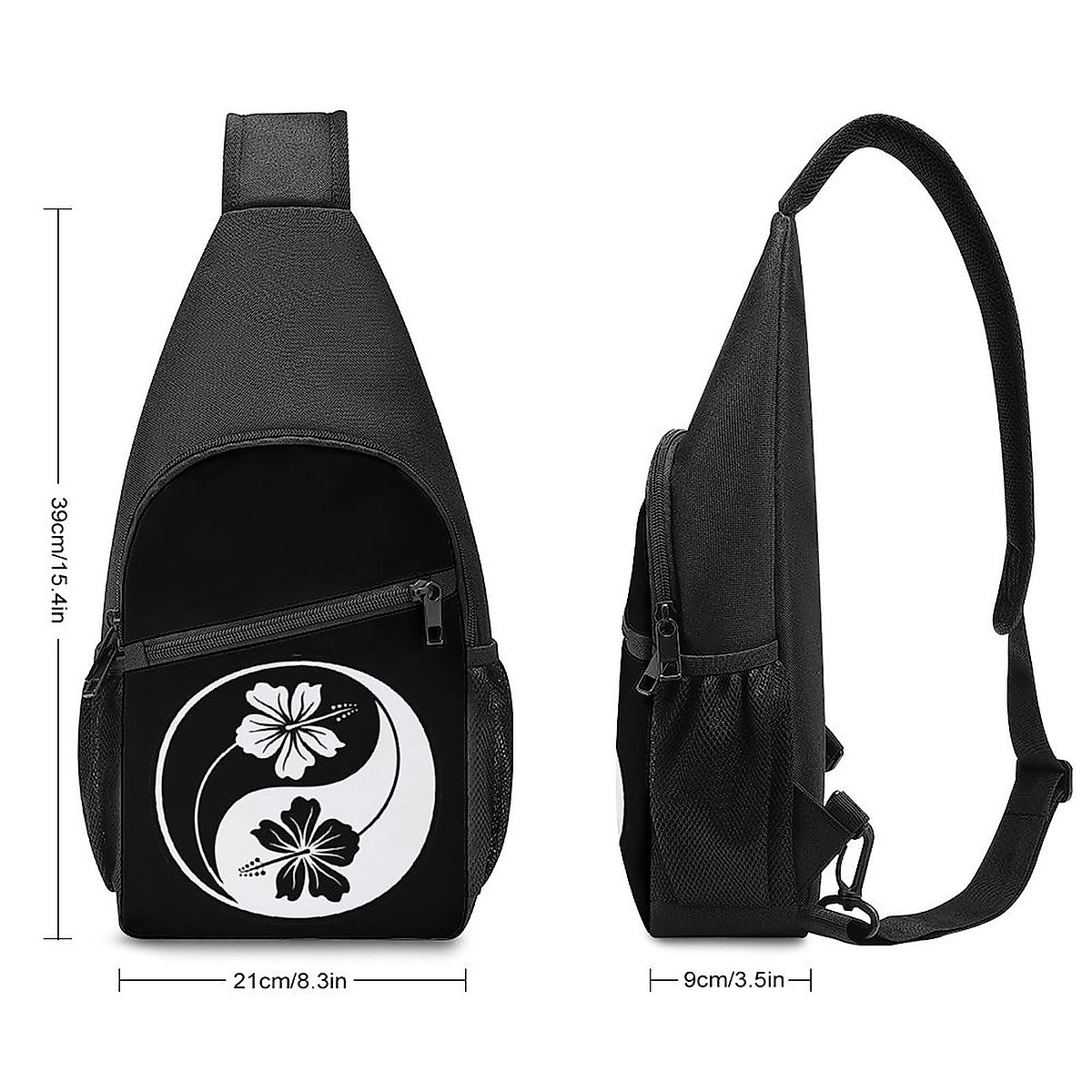 Yin Yang Hibiscus Crossbody Shoulder Bag Sling Backpack Travel Hiking Daypack Casual Chest Pack For Women Man One Size