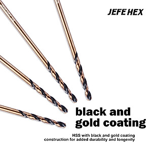 JEFE HEX 1/8" HSS Twist Drill Bit for Steel/Copper/Aluminum/Zinc Alloy/Wood/Plastics, General Purpose HSS Drill bit, 135 Degree Split Point, Ideal for DIY Projects and Home Maintenance. (6-Piece)