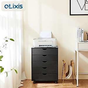OLIXIS Chest Wood File Cabinet Rolling Organization Storage Dresser with Wheels for Home Office