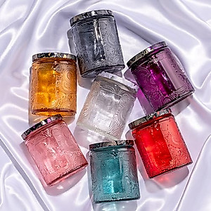 8oz Embossed Glass Candle Container with Tin Lid and Labels (Clear)