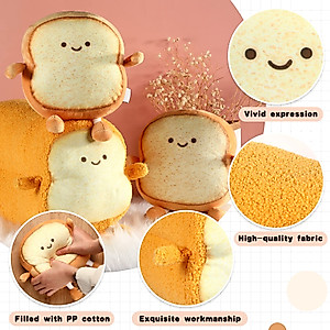 Yookeer 3 Pcs Funny Bread Pillow Toast Plush Stuffed Pillow 2 Size Cute Toast Sliced Cushion Kawaii Food Plushies Gifts for Kids Birthday Thanksgiving Christmas Decoration