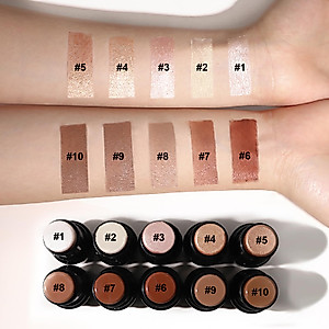 2Pcs Cream Contour Stick Makeup Kit, Cream Highlighter Stick and Bronzer Contour Stick with Longwear Waterproof Formula for Brightening and Trimming the Cheeks, Makeup Brush Include (#03, 09)