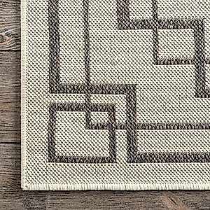 nuLOOM Katalina Simple Border Indoor/Outdoor Area Rug, 6' 7" x 9', Ivory