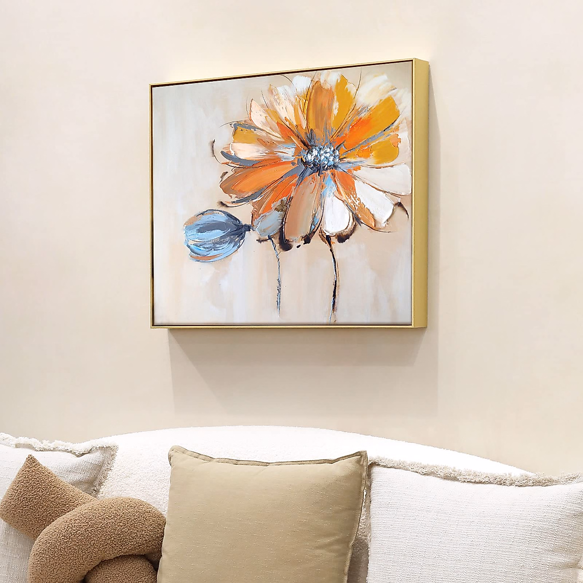 Floating Frame for 16x20 Canvas Paintings, DIY Metal Canvas Frame with 1.5" Deep, Modern Floater Frame for Oil Paintings Portrait Landscape Living Room Bedroom Home Office Wall Art Decor (Gold)