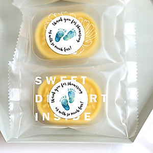 Baby Shower Stickers, Thank You for Showering Us with So Much Love - Pink Foot Stickers, Total 500 Labels Per Roll.