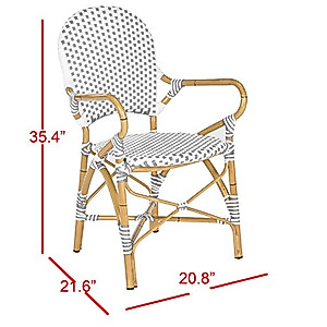 Safavieh Outdoor Collection Hooper Grey/White/Light Brown Stacking Bistro Arm Chair (Set of 2)