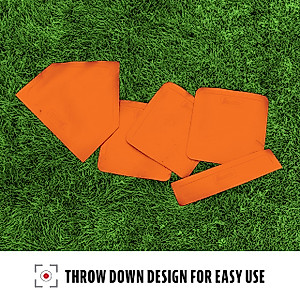 Franklin Sports Thrown Down Baseball Bases with Home Plate and Pitcher's Rubber - Rubber Base Set Perfect for Baseball, Teeball, and Kickball - Five Piece Orange