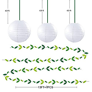 Yellow Green Party Decoration Kit Hanging Paper Fans Lanterns Flowers Pom Pom with 3D Butterfly Green Leaves Garland for Birthday Wedding Engagement Baby Shower Spring Summer Garden Tea Party Decor