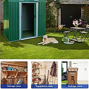 Arlopu 6 x 3.5 FT Outdoor Storage Shed, Metal Sheds with Sliding Doors and Vents, Waterproof Tool Storage Cabinet, Backyard Patio Lawn, for Bicycle, Garden Tool, Pet House, Utility Room (Dark Green)