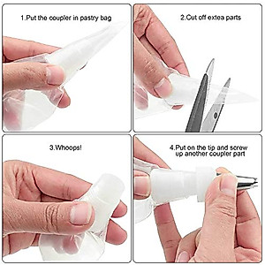 Weetiee Pastry Bag - 100 Pieces 16 Inch [Extra Thick] Disposable Piping Bags Set with 8 decorating tips, 1 coupler and 3 Bag Ties for Cake Decorating Royal Frosting