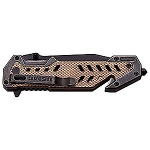 U.S. Marines by MTech USA M-A1052DT Spring Assist Folding Knife, Black Blade, Desert Tan Handle, 5-Inch Closed