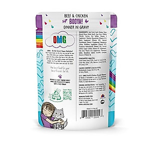 Weruva B.F.F. OMG - Best Feline Friend Oh My Gravy!, Booya! Beef & Chicken in Gravy Cat Food, 2.8oz Pouch (Pack of 12)