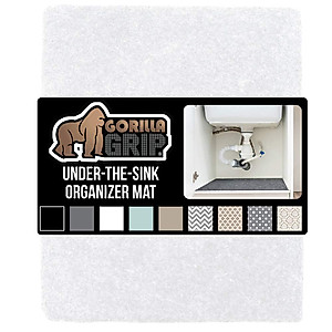 Gorilla Grip Drawer Liner and Under Sink Mat, Drawer Liner Size 12x20, and Under Sink Mat Size 24x30, Both in White, 2 Item Bundle